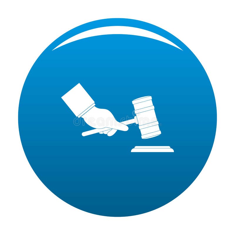 Gavel in hand icon blue stock illustration. Illustration of simple ...
