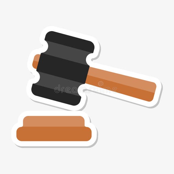 Gavel icon sticker stock vector. Illustration of judge - 84055154