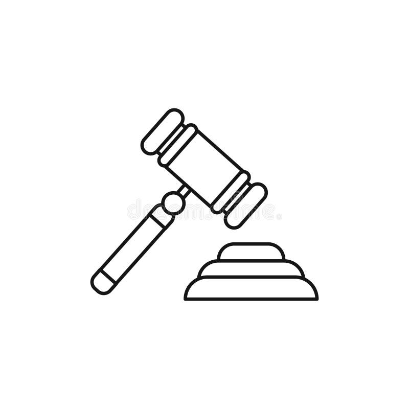Gavel Icon Thin Line Art Isolated Stock Vector - Illustration of ...