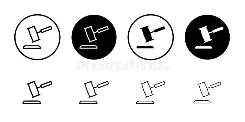 Gavel Icon Outline Vector for Web Ui Stock Vector - Illustration of ...
