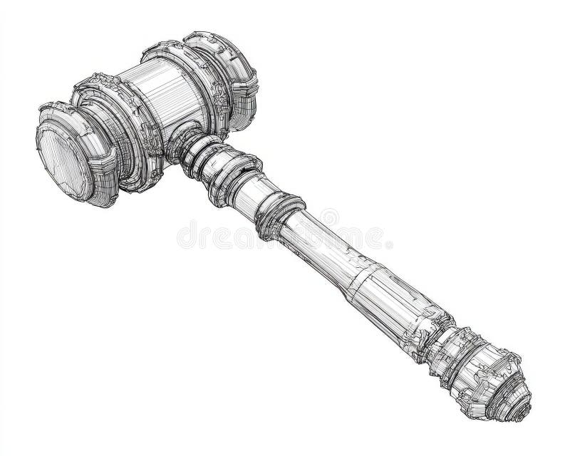 Gavel Illustration Black and White Stippling Drawing Stock Illustration ...