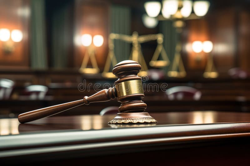 Gavel on Judge Desk. Generative AI Stock Illustration - Illustration of ...