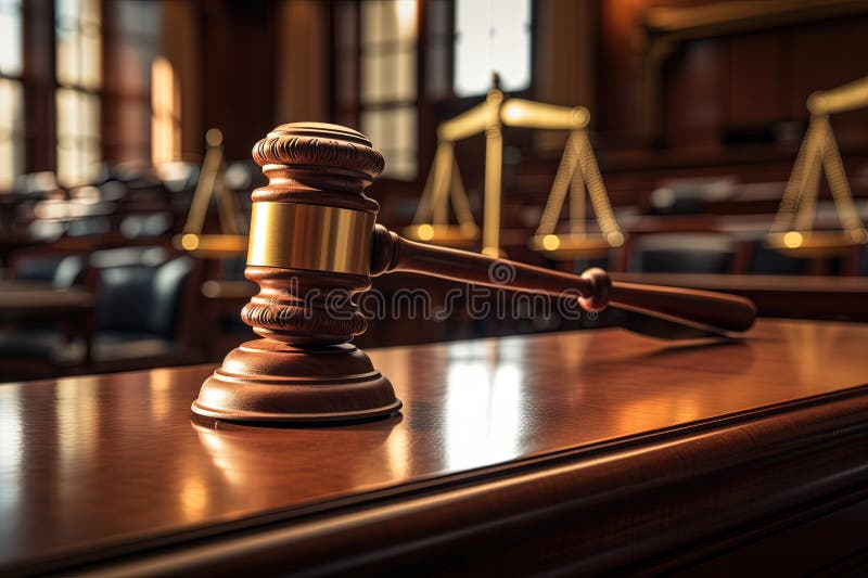 Gavel on Judge Desk. Generative AI Stock Illustration - Illustration of ...