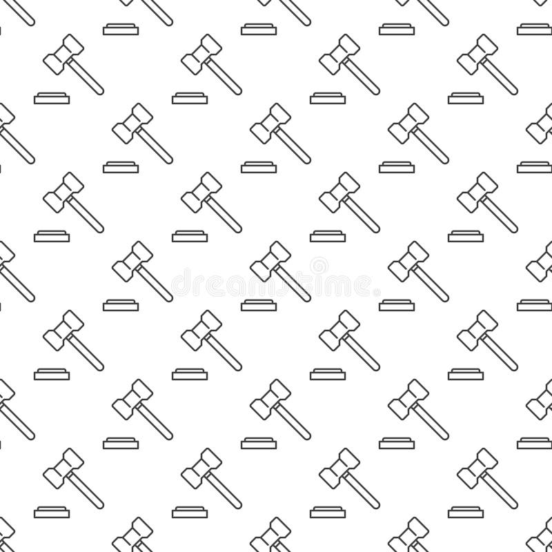 Gavel or Judge Hammer Vector Linear Seamless Pattern Stock Vector ...