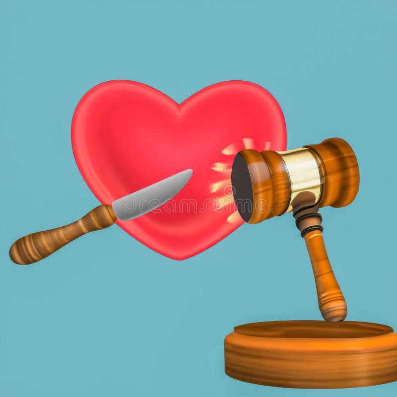 The Gavel of Justice Hits the Heart Stock Illustration - Illustration ...