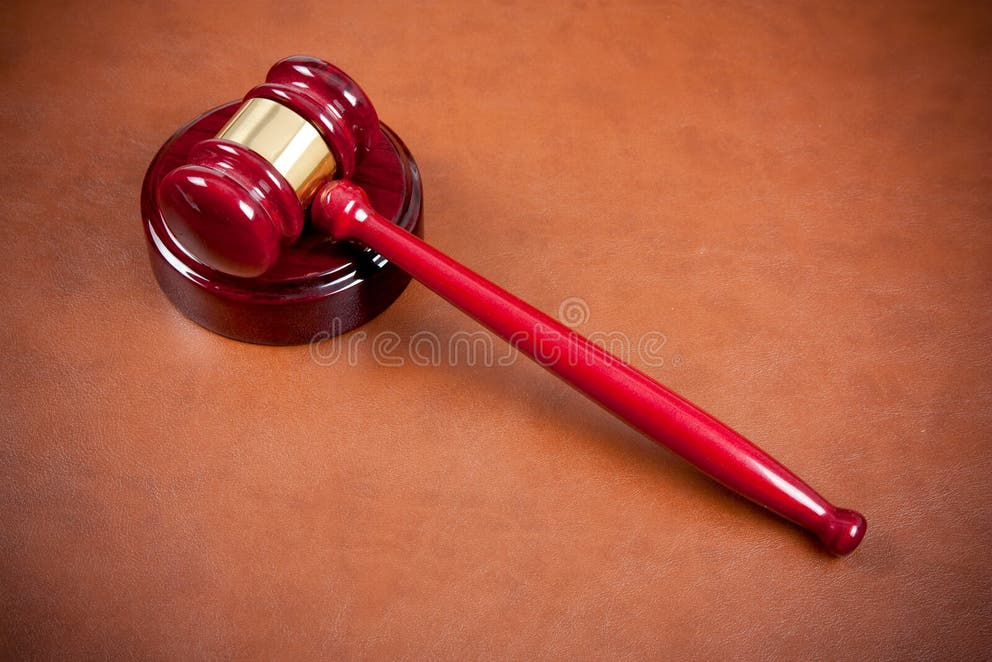 Gavel on Leather Desktop stock photo. Image of system - 11442170
