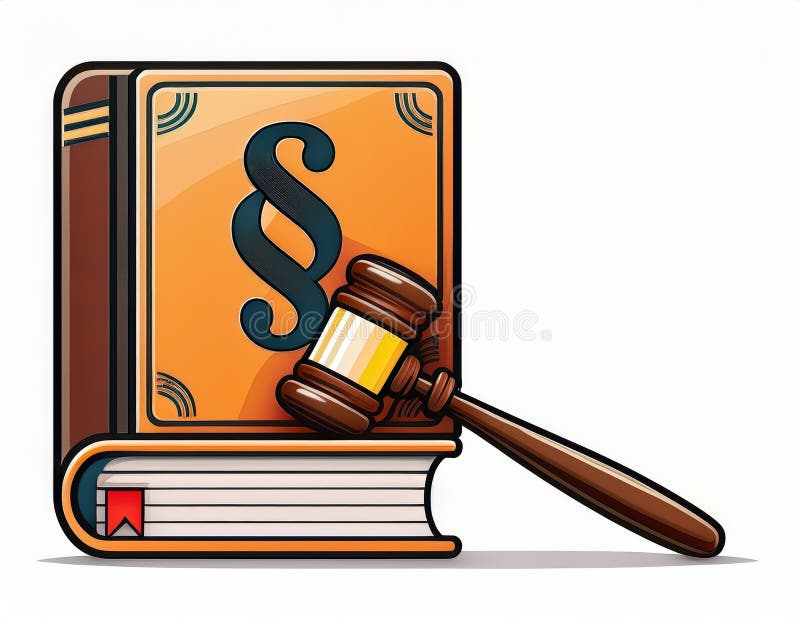 Gavel, Legal Code Book and a Section Symbol Stock Illustration ...