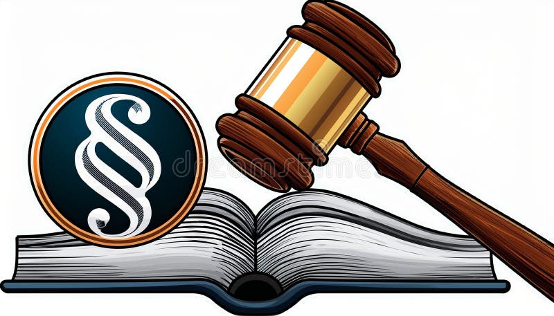 Gavel, Legal Code Book and a Section Symbol Stock Illustration ...