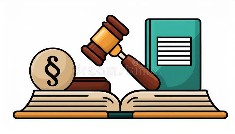 Gavel, Legal Code Book and a Section Symbol Stock Illustration ...