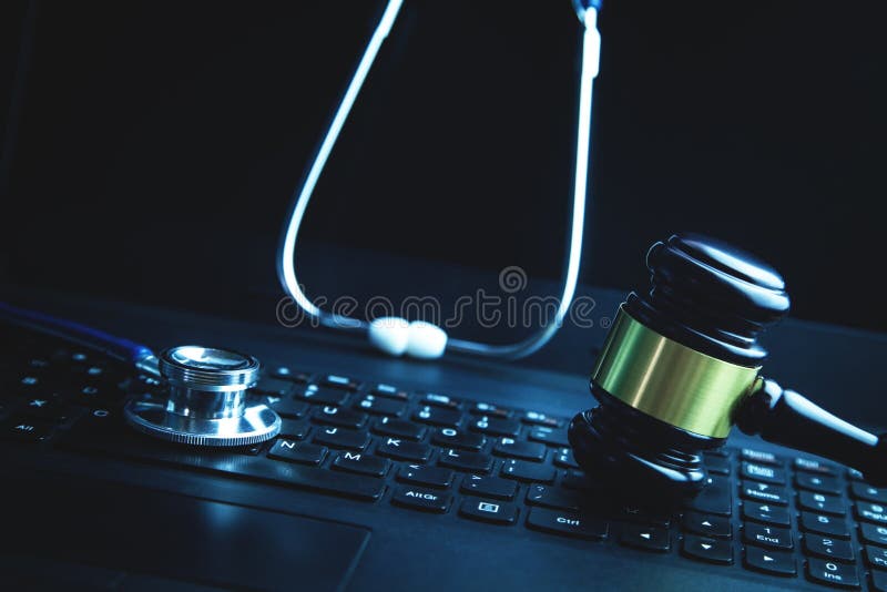Gavel with Medical Stethoscope on Laptop Keyboard Stock Photo - Image ...