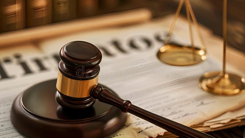 Gavel Resting on Sound Block in Courtroom, Symbolizing Legal ...