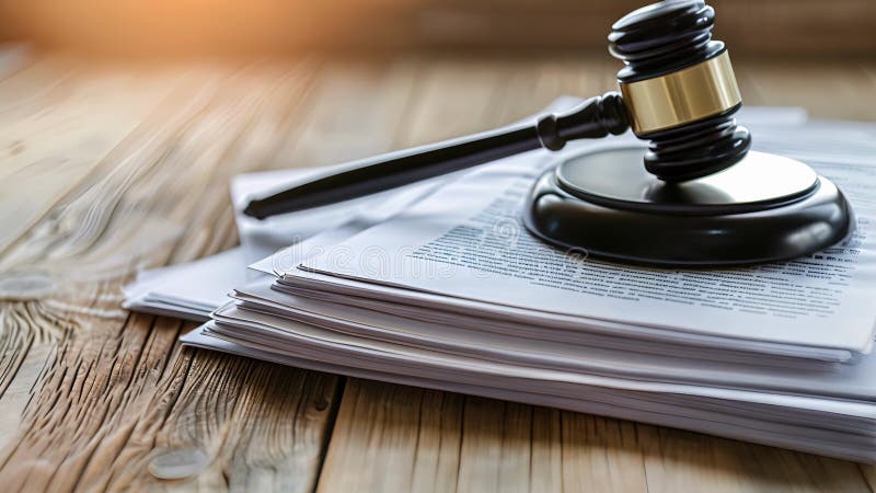 Gavel Resting on Sound Block in Courtroom, Symbolizing Legal ...