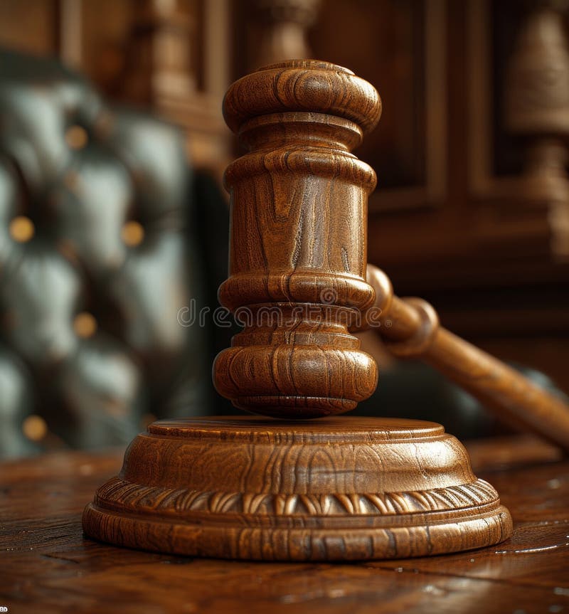 Gavel Rests on Table in Courtroom Stock Image - Image of legal ...
