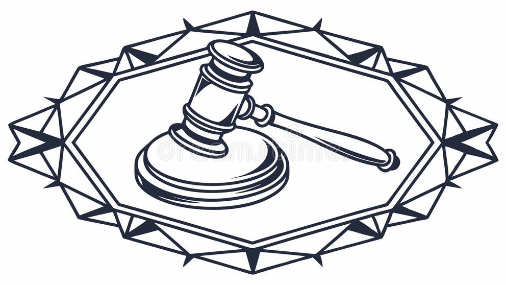 Gavel and Scales, Octagonal Justice Frame, Vector Design Generative AI ...