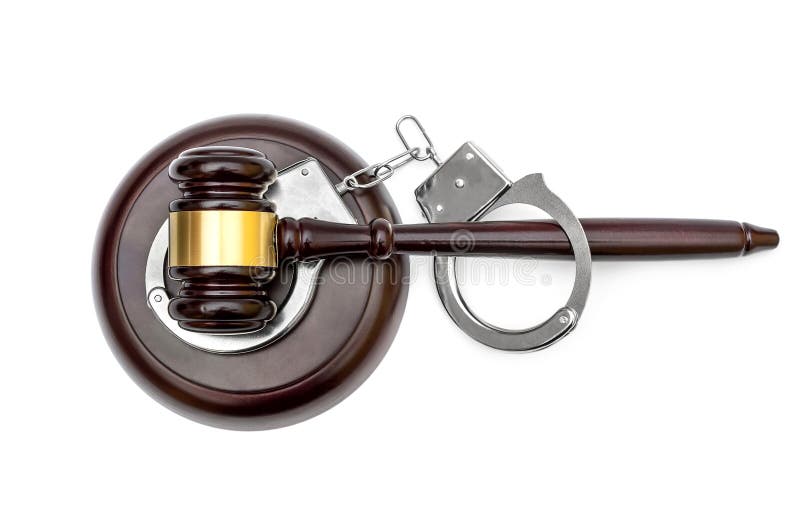 Gavel Stand Handcuffs White Background Top View Stock Photos - Free ...