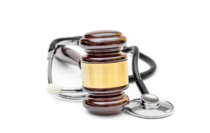 Gavel and Stethoscope on Reflective Table Stock Image - Image of ethics ...