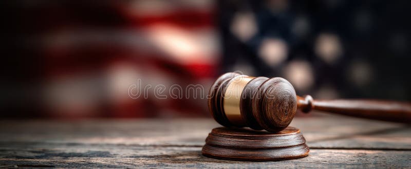 The Gavel Symbolizing Justice Against a Backdrop of the American Flag ...