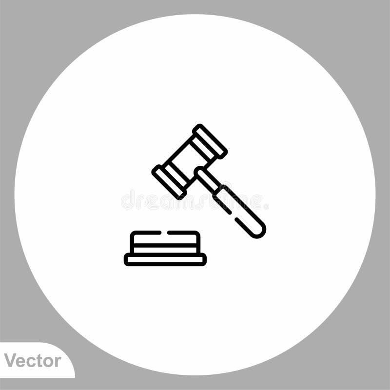 Gavel Vector Icon Sign Symbol Stock Vector - Illustration of button ...