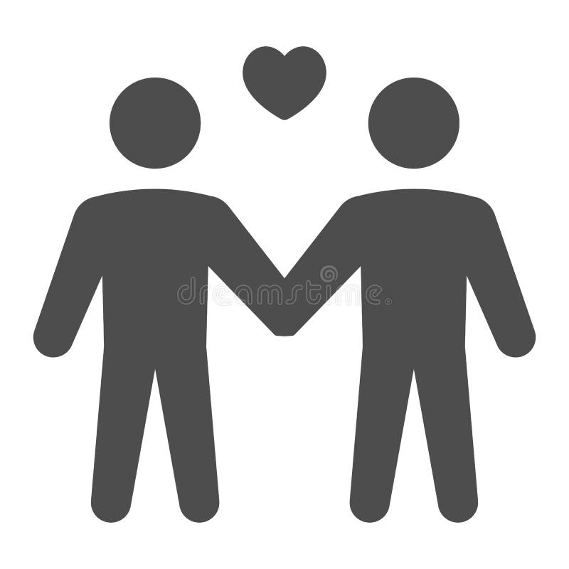 Gay Couple Solid Icon Lgbt Concept Two Men With Heart Sign On White