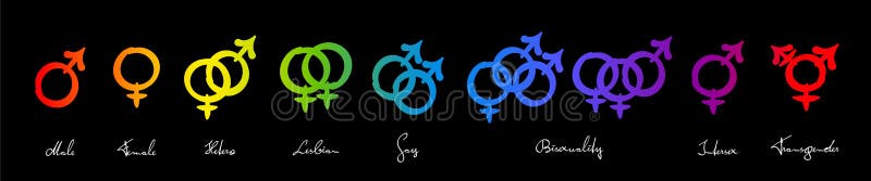 Gay Lesbian Hetero Bisexual Intersex Transgender Lgbt Symbols Stock