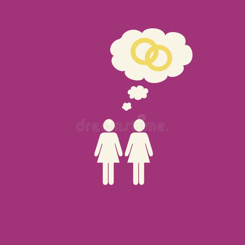 Lesbian Stick Figures With Rainbow Stock Illustration Illustration Of