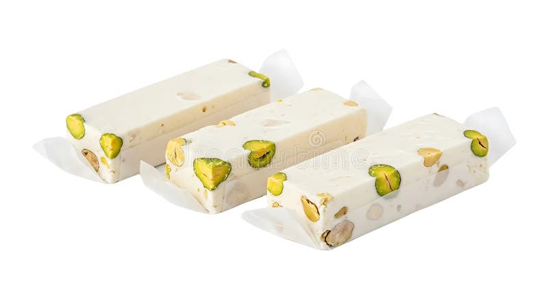 Gaz Persian Nougat with Pistachios in Edible Paper Isolated on White ...