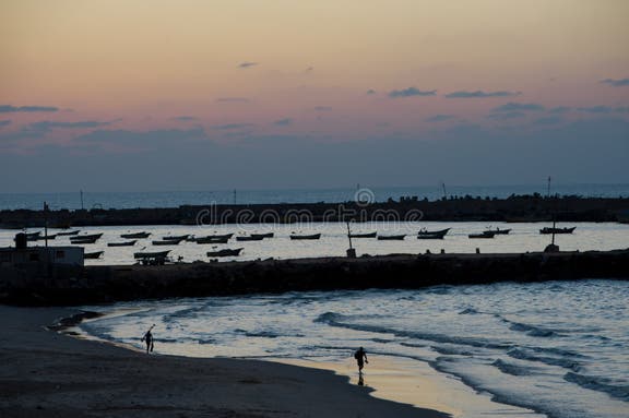 Gaza Beach at Dusk editorial photography. Image of mediterranean - 17328152