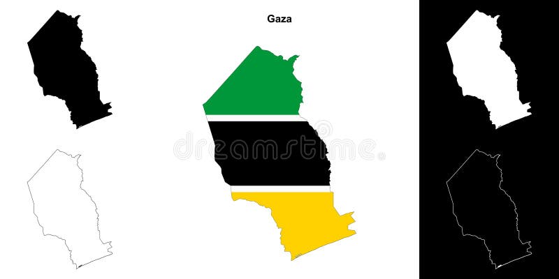 Gaza outline map stock vector. Illustration of contour - 356521251