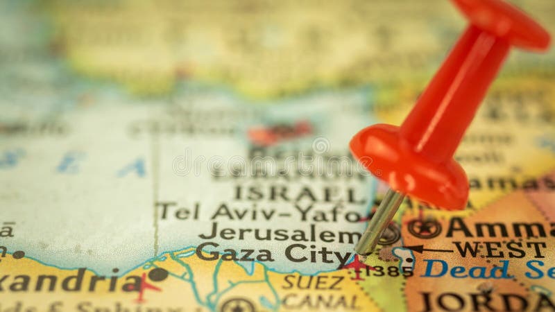 Gaza Strip Pinned on Map Zoom Close Photo with High Quality Resolution ...