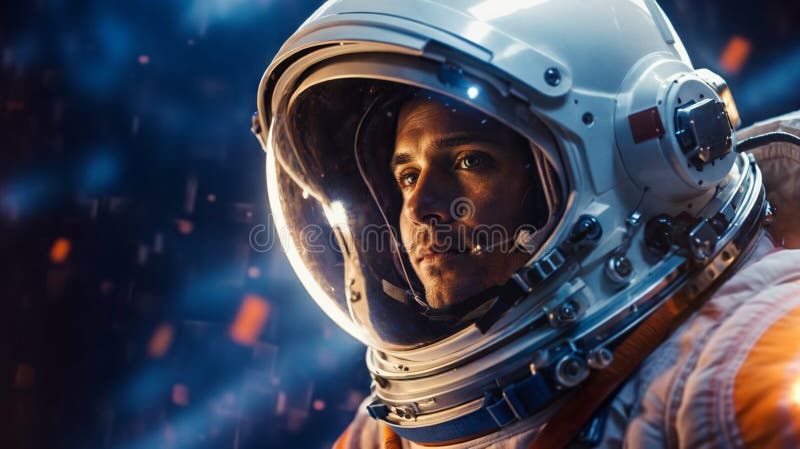 Gaze of an Astronaut, Space Exploration Portrait with Starlight Glow ...