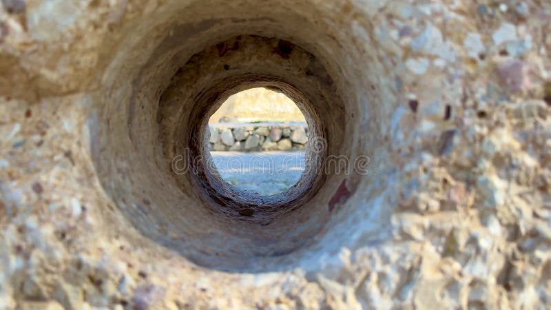 Gaze through a Historical Circular Hole Cut in Ancient Stone Structures ...