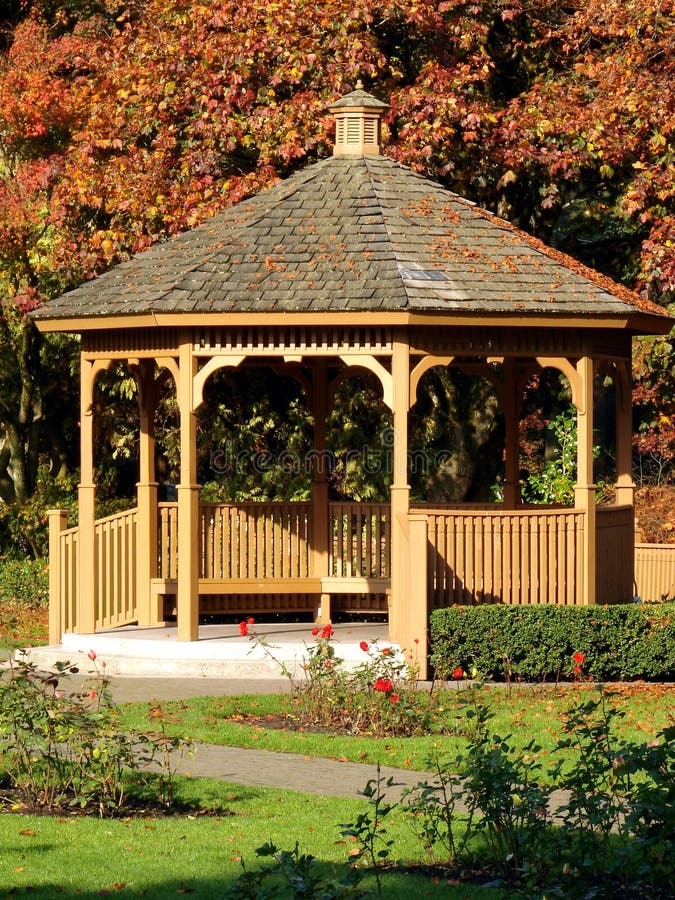 Gazebo stock photo. Image of scenery, fall, wood, trees - 3658840
