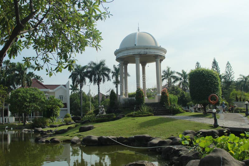 Gazebo at the duck lake stock image. Image of river - 257876229