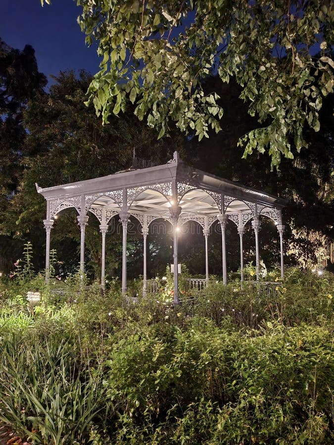 Gazebo in the Garden in Summer Night Stock Image - Image of night ...