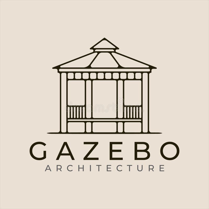 Gazebo Line Art Logo Vector Illustration Template Design Stock ...