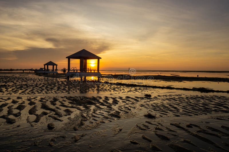 Gazebo in the Middle of the Beach in the Morning Stock Photo - Image of ...