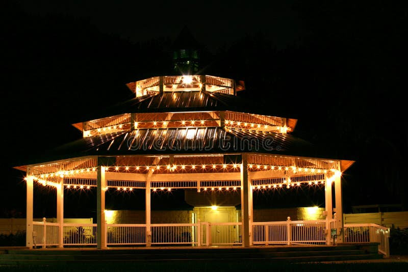 Gazebo at Night stock image. Image of column, porch, stairs - 1490463