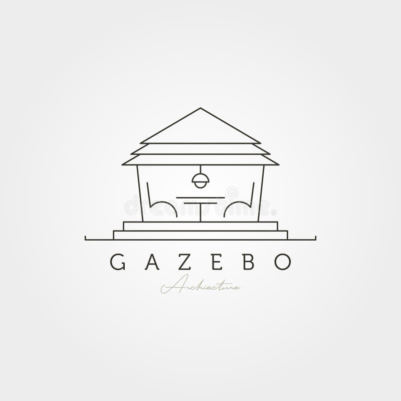 Gazebo Vector Line Art Logo Illustration Design, Pergola Backyard Icon ...