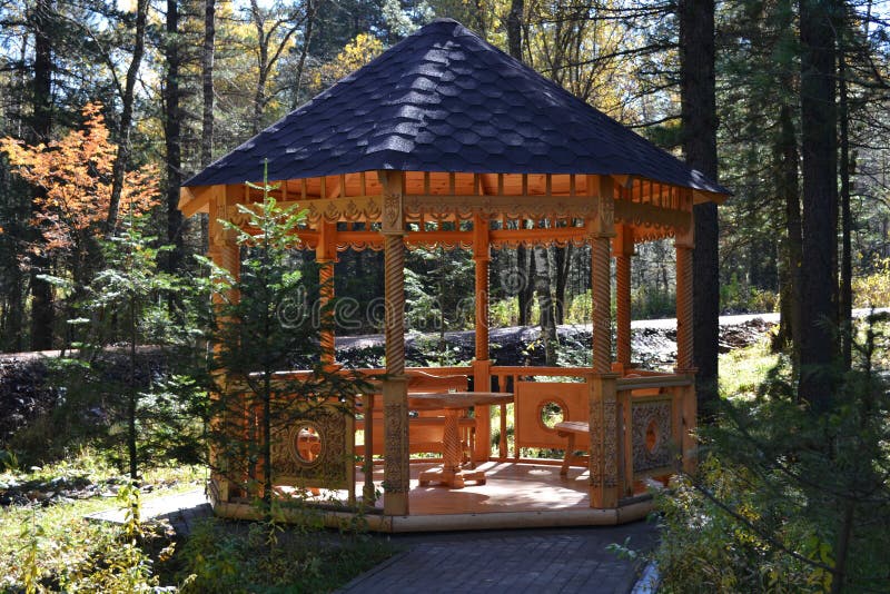 The gazebo in the woods stock photo. Image of plase, nature - 47291760