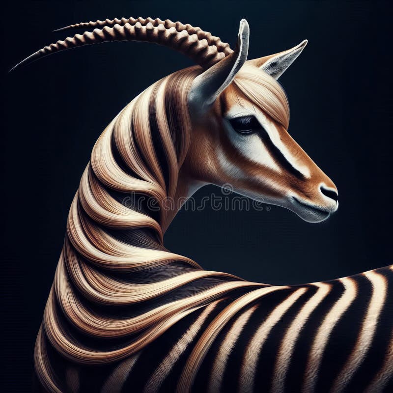 Gazelle Back Hair Styled into a Zebra Pattern, Photo V Stock Photo ...