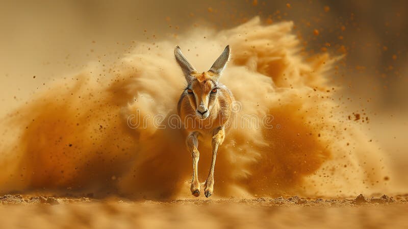 A Gazelle Running through a Dust Cloud Stock Illustration ...