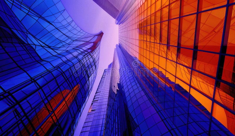 Gazing at a Skyscraper Against an Azure Sky Backdrop Stock Photo ...