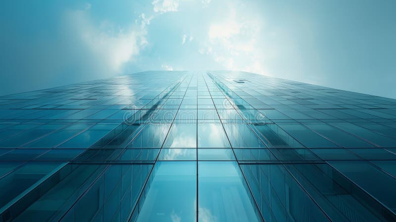 Gazing Up at the Impressive Glass Skyscraper, Its Reflective Surface ...