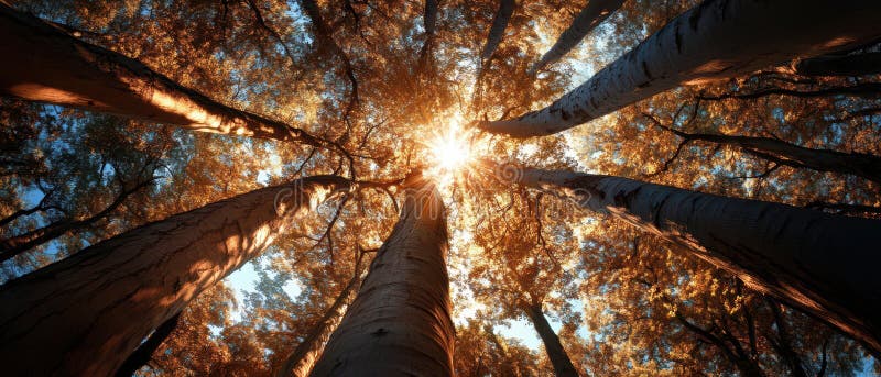Gazing Upward Canopy Towering Trees Lush Forest Stock Photos - Free ...