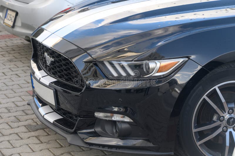 Gaziveren Cyprus 14 03 2024 - Black and White Ford Mustang Front and ...