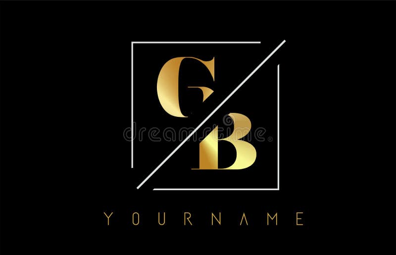 GB Golden Letter Logo with Cutted and Intersected Design Stock Vector ...