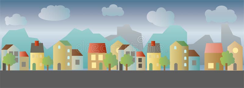 Town Panoramic Landscape Game Background Vector Illustration Stock ...