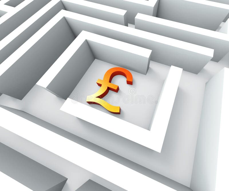 Gbp Currency in Maze Shows Finding Pounds Stock Illustration ...