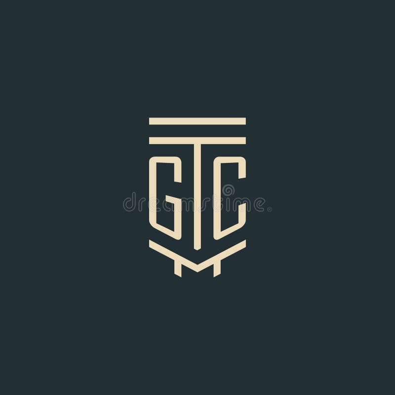 GC Initial Monogram with Simple Line Art Pillar Logo Designs Stock ...