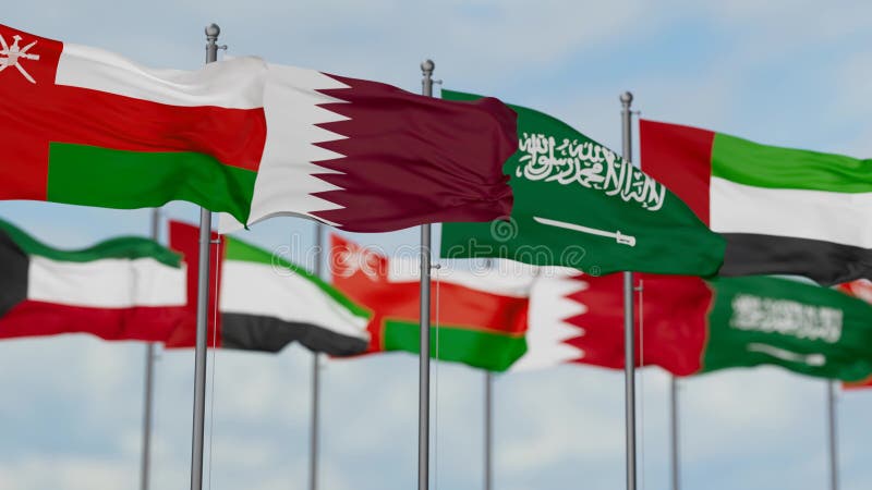 Gcc Flags Waving Together Stock Video Video Of Flag 303889569
